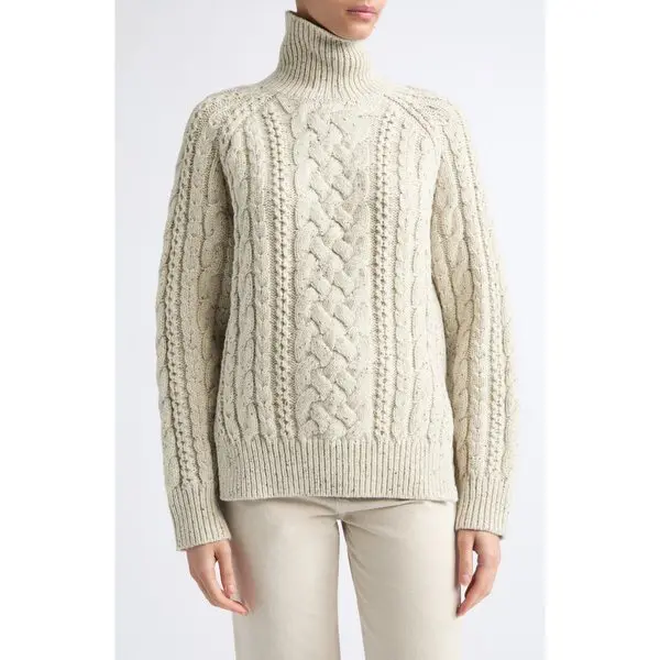 TOTEME Cable Stitch Wool Turtleneck Sweater