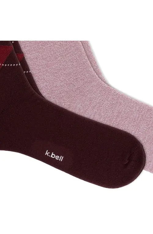 K BELL SOCKS Supersoft Argyle 2-pack Crew Socks - Wine