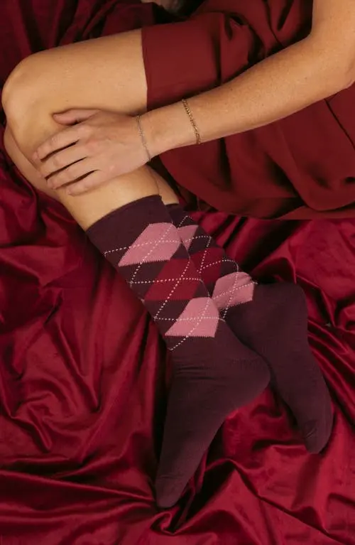 K BELL SOCKS Supersoft Argyle 2-pack Crew Socks - Wine