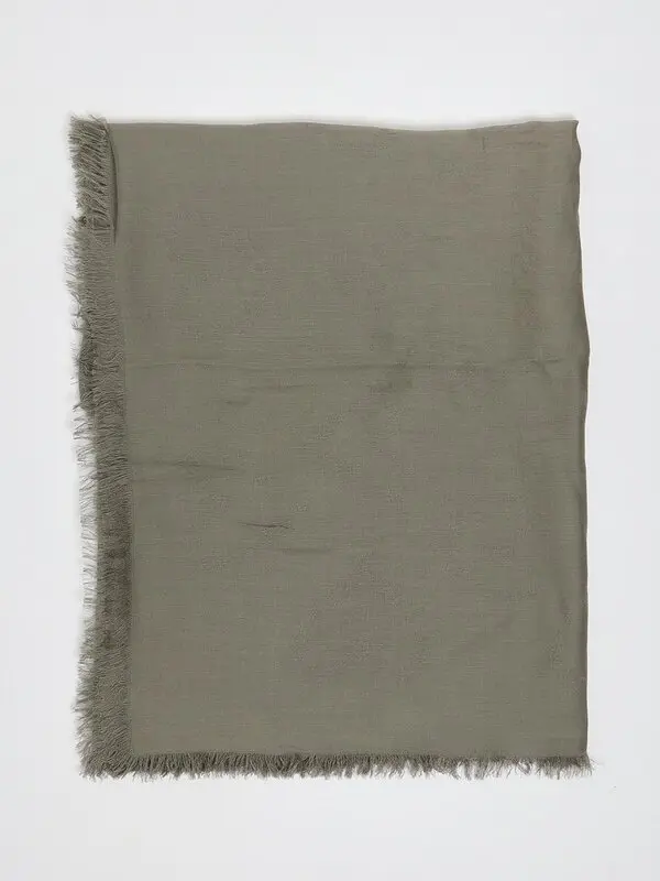 TWINSET Large Square Modal And Cashmere Blend Scarf With Fringes - Green