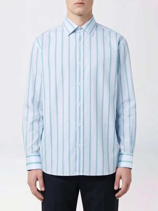 JW Anderson Striped Cotton Shirt With French Collar And Long Sleeves