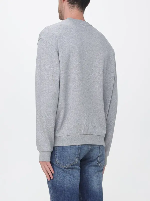 Emporio Armani Relaxed Fit Cotton Crewneck Jumper With Graphic Print - Grey
