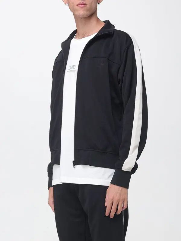 MAISON MARGIELA High-neck Zip-up Jersey Sweatshirt With White Stitch Logo