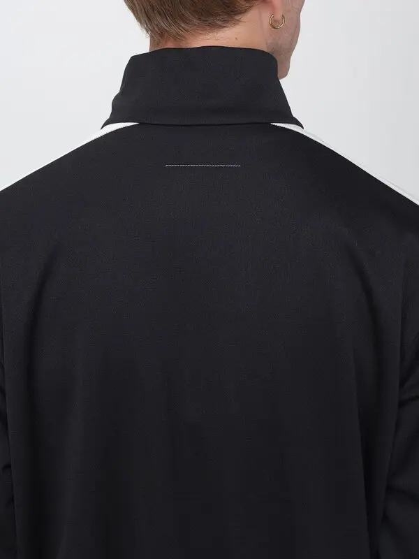 MAISON MARGIELA High-neck Zip-up Jersey Sweatshirt With White Stitch Logo