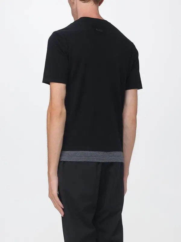 PAOLO PECORA Regular Fit Cotton Crew-neck Jumper With Short Sleeves - Black 1