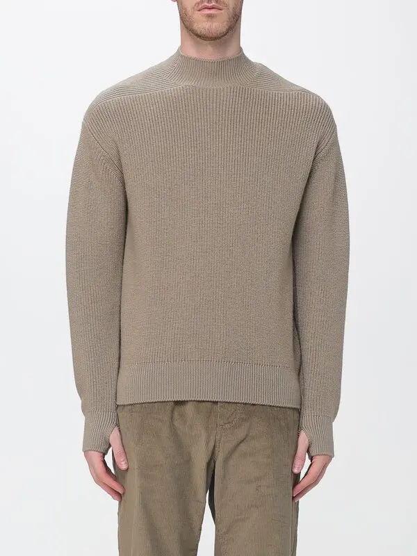 PAOLO PECORA High-neck Cotton Jumper With Dropped Shoulders - Grey