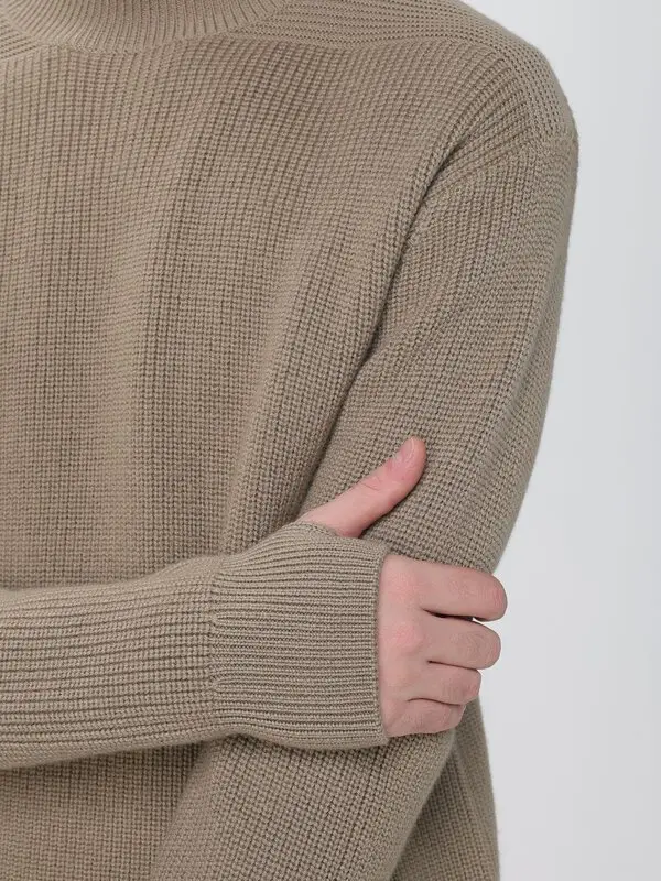 PAOLO PECORA High-neck Cotton Jumper With Dropped Shoulders - Grey