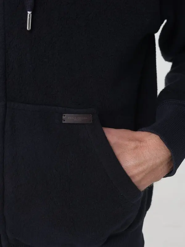 PAOLO PECORA Cotton Zip-up Hoodie With Drawstring And Welt Pockets