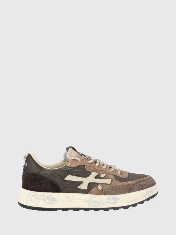 Premiata Nous Mesh And Suede Trainers With Serrated Tread Sole - Brown