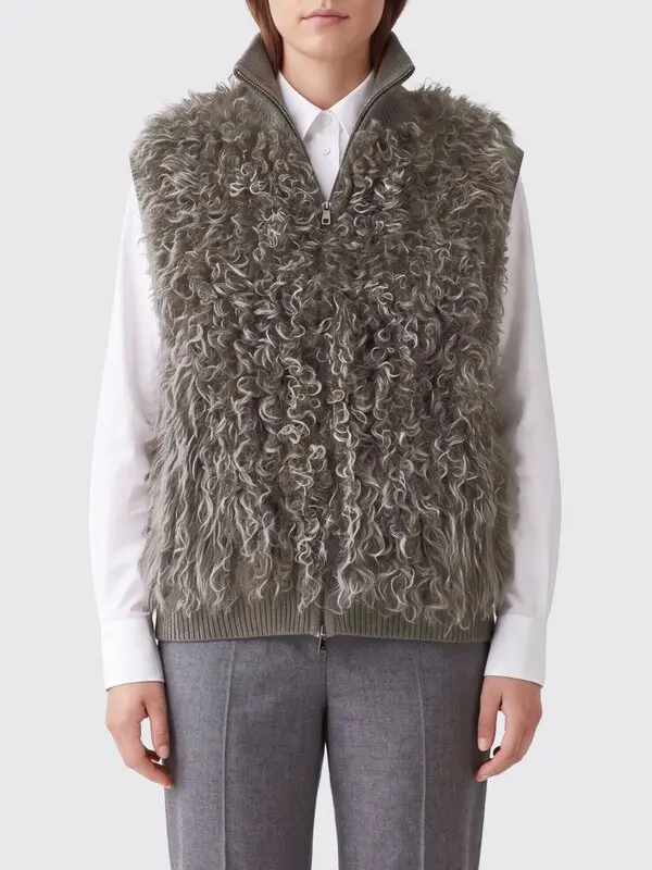 PAROSH P.a.r.o.s.h. Wool Turtleneck Vest With Zip Closure