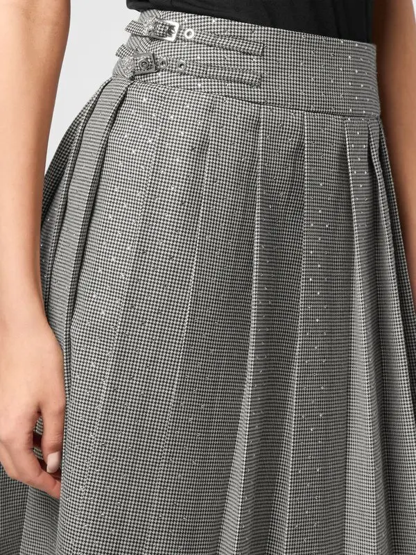 Philipp Plein Prince Of Wales Jersey Wrap Mini Skirt With Rhinestones