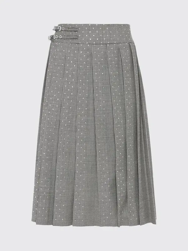 Philipp Plein Prince Of Wales Jersey Wrap Mini Skirt With Rhinestones