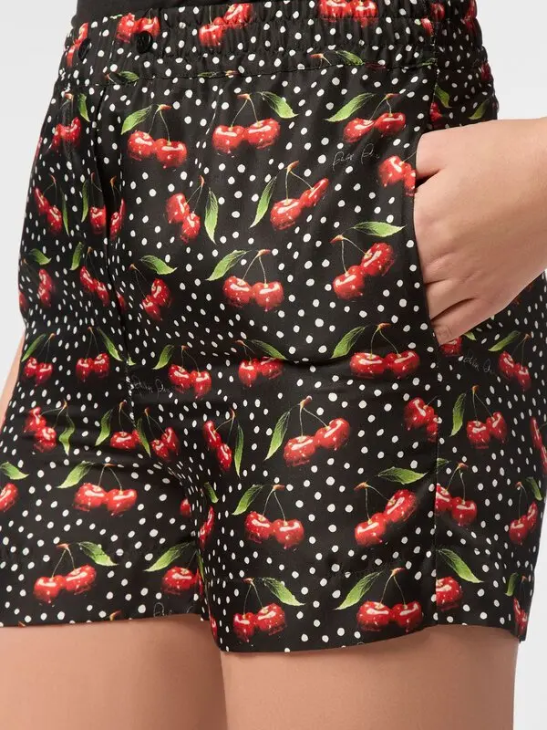 Philipp Plein High-waisted Fruit Print Slim Fit Jersey Mini Shorts