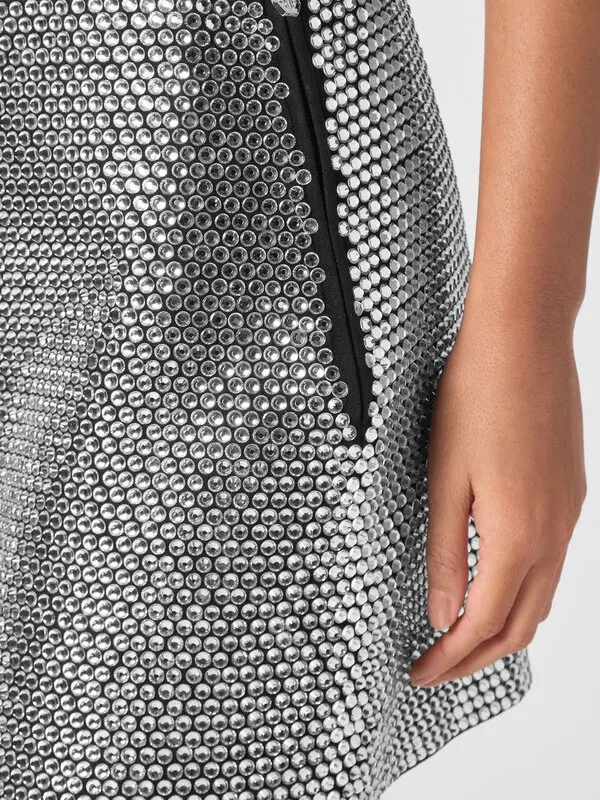 Philipp Plein High-waisted Rhinestone-embellished Slim Fit Pencil Mini Skirt