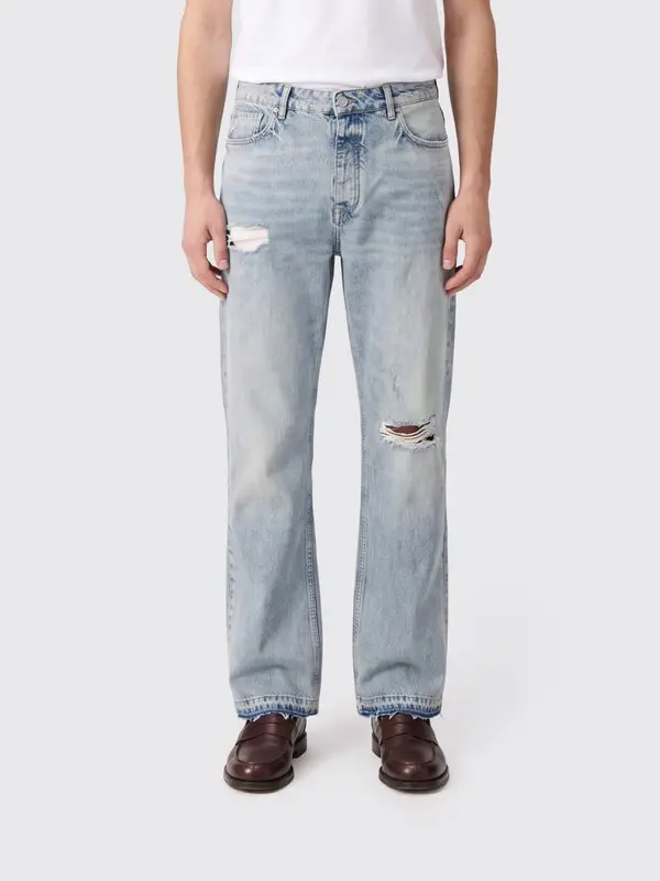 REPRESENT Distressed Cotton Denim Flared Jeans With A Worn-out Effect