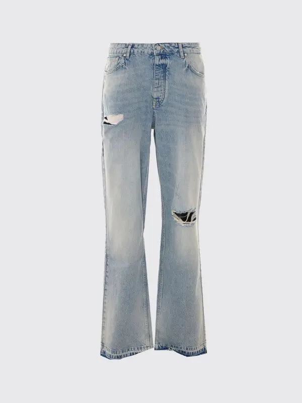 REPRESENT Distressed Cotton Denim Flared Jeans With A Worn-out Effect
