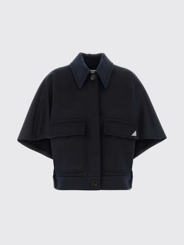 Max Mara Short-sleeved Pure Cashmere Short Coat With Pockets - Blue