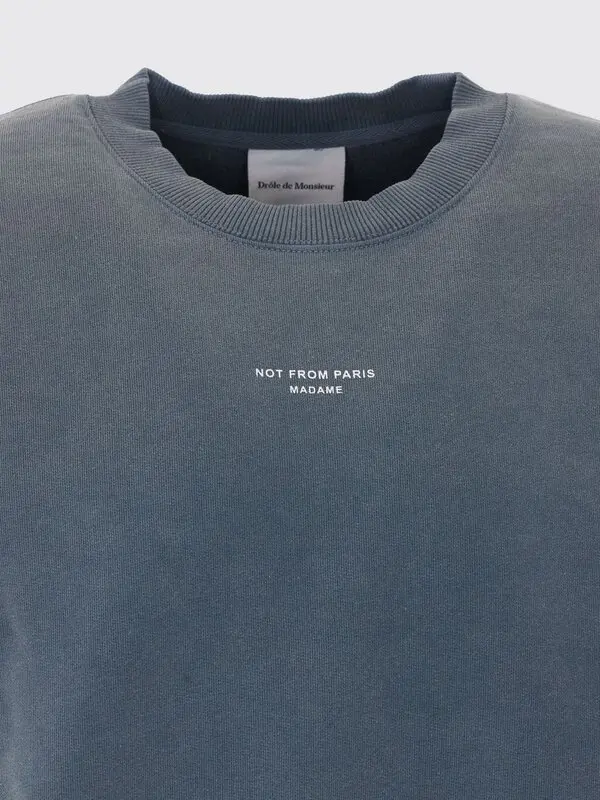 Drole De Monsieur Relaxed Fit Cotton Crewneck Jumper With Contrast Logo