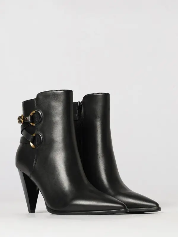 Pinko Vane Leather Ankle Boots With Pointed Toe And Stiletto Heel