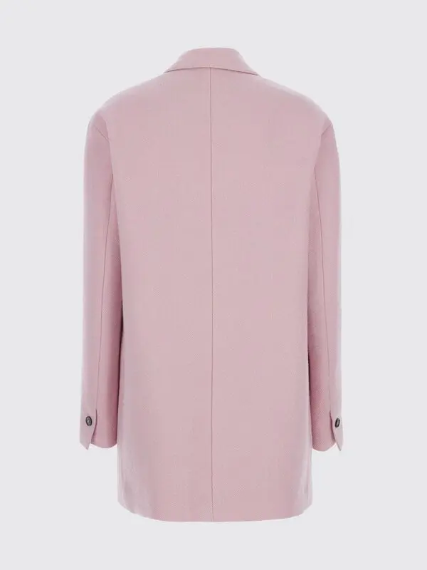 TELA Double-breasted Short Wool Relaxed Fit Blazer With Peak Lapels - Pink
