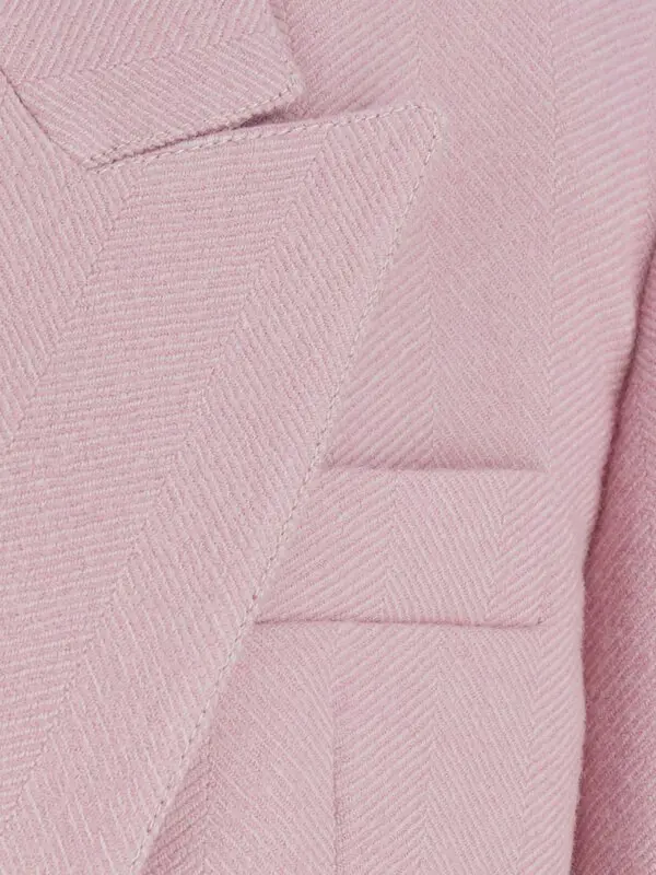 TELA Double-breasted Short Wool Relaxed Fit Blazer With Peak Lapels - Pink