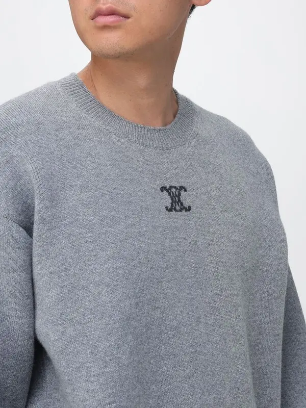 Celine Triomphe Logo Pure Cashmere Crewneck Jumper With Dropped Shoulders - Grey