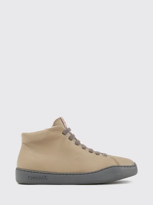 Camper Peu Touring Calfskin High-top Sneakers With Elastic Laces And Zip - Beige