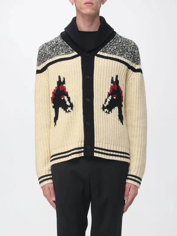 Guest In Residence Wool And Cashmere Cardigan With Jacquard Motif And Shawl Collar - Beige