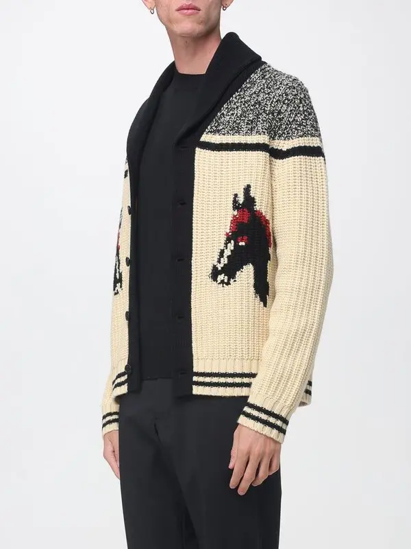 Guest In Residence Wool And Cashmere Cardigan With Jacquard Motif And Shawl Collar - Beige
