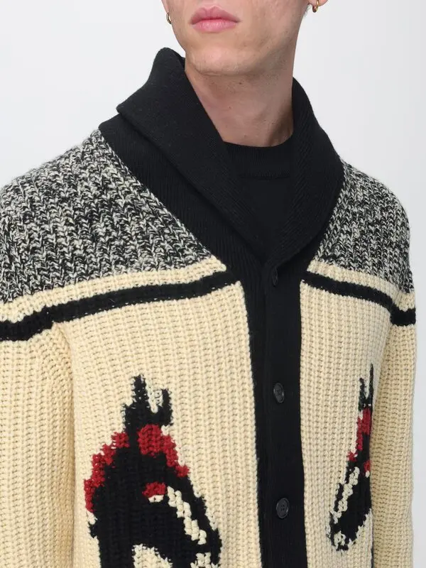 Guest In Residence Wool And Cashmere Cardigan With Jacquard Motif And Shawl Collar - Beige