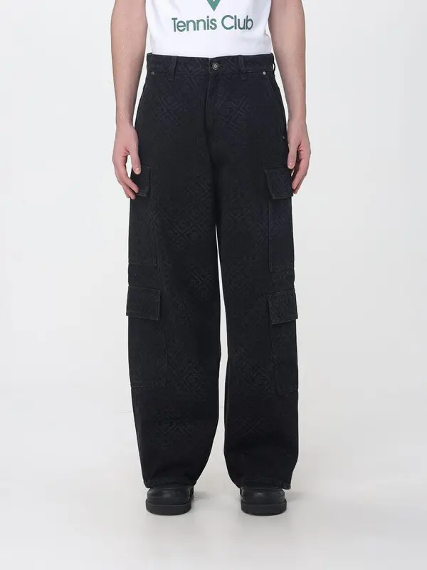 Casablanca Wide-leg Cotton Denim Cargo Jeans With Monogram Logo