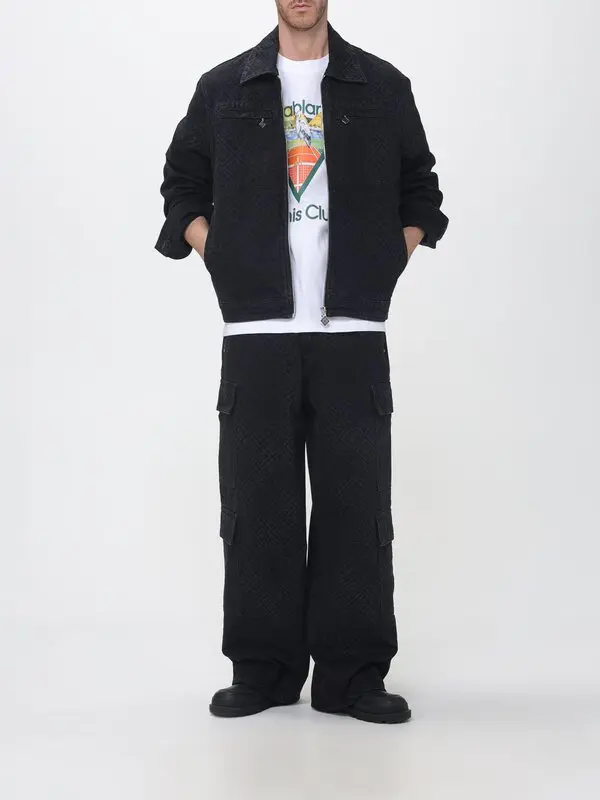 Casablanca Wide-leg Cotton Denim Cargo Jeans With Monogram Logo