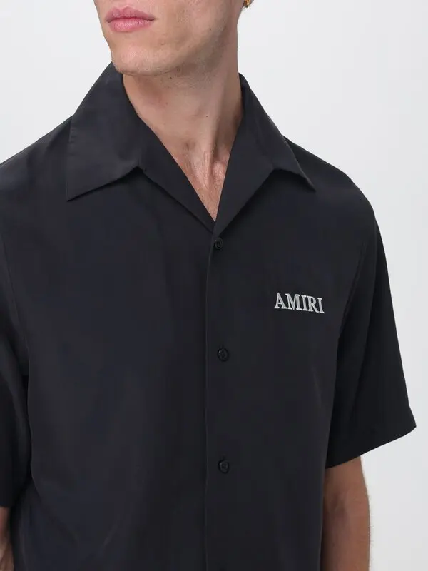 Amiri Modal-blend Bowling Shirt With Cuban Collar And Logo