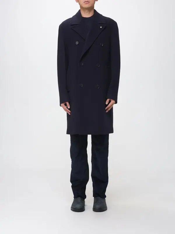 MANUEL RITZ Double-breasted Wool Coat With Classic Lapels And Knee Length