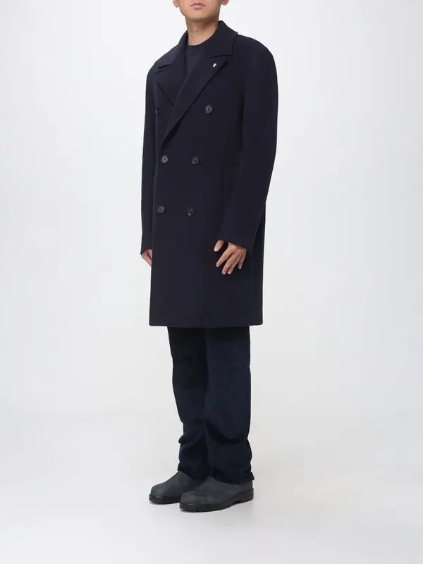 MANUEL RITZ Double-breasted Wool Coat With Classic Lapels And Knee Length