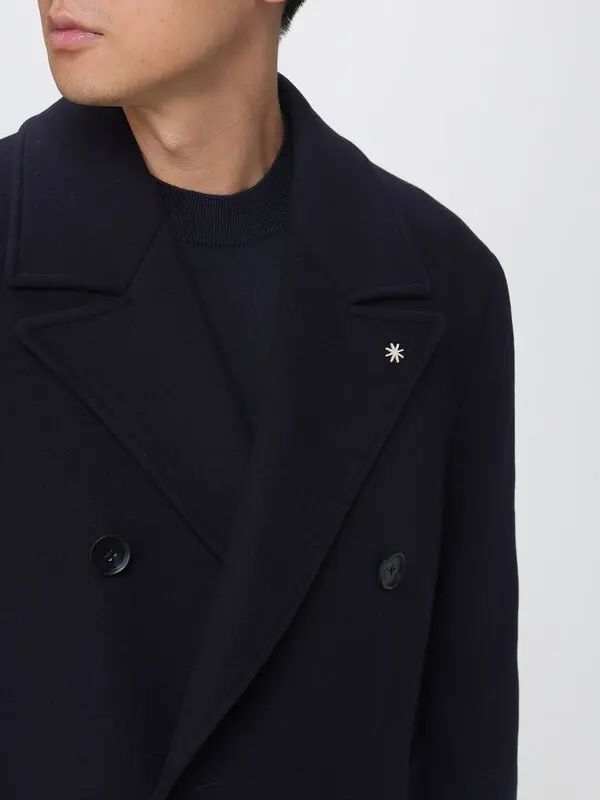 MANUEL RITZ Double-breasted Wool Coat With Classic Lapels And Knee Length