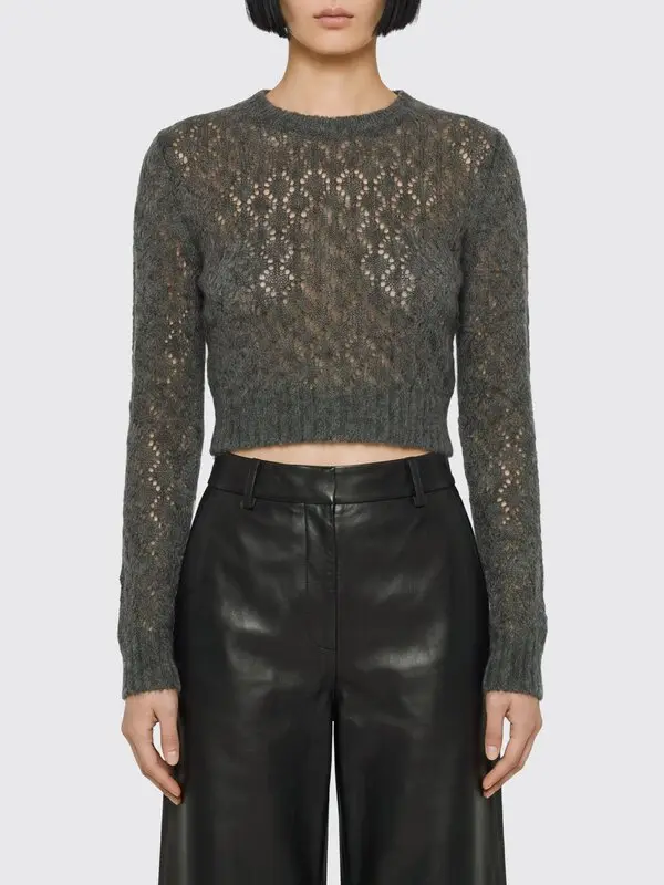 JIL SANDER Cropped Crewneck Jumper In Mohair And Silk - Grey