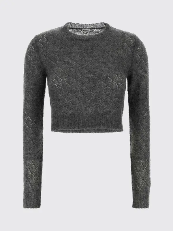 JIL SANDER Cropped Crewneck Jumper In Mohair And Silk - Grey