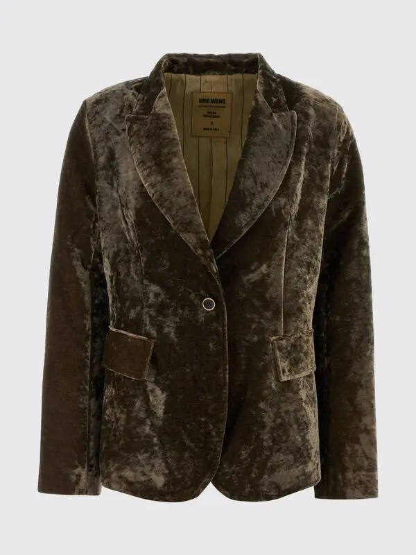UMA WANG Cropped Single-breasted Velvet Blazer With A Classic Collar