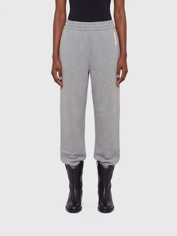 JIL SANDER Cotton Joggers With Contrast Logo And Elasticated Waistband - Grey