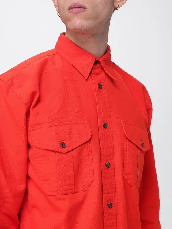 Filson Long-sleeved Cotton Shirt With French Collar And Patch Pockets