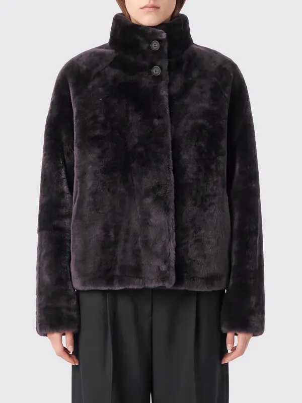 ARMA Lambskin Leather Bomber Jacket With Epaulettes And Flap Pockets - Plum