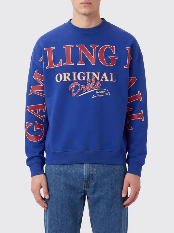 Drole De Monsieur Relaxed Fit Cotton Crewneck Jumper With Slogan Print