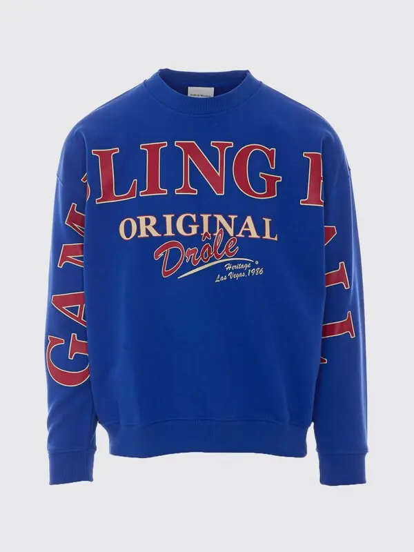 Drole De Monsieur Relaxed Fit Cotton Crewneck Jumper With Slogan Print