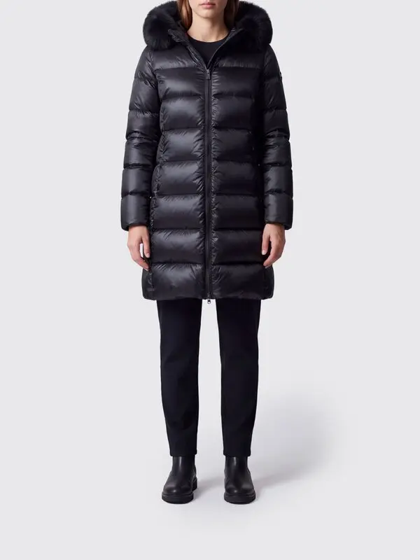 COLMAR Quilted Knee-length Down Jacket With Shearling Hood
