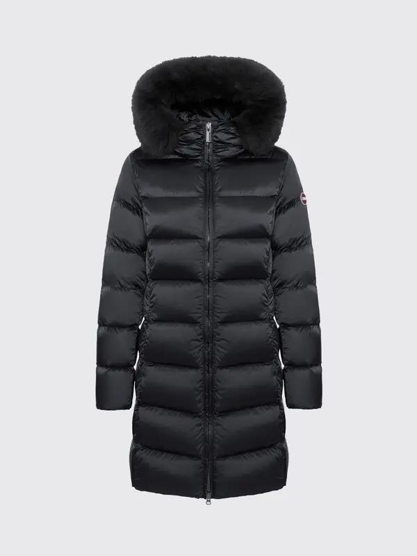 COLMAR Quilted Knee-length Down Jacket With Shearling Hood