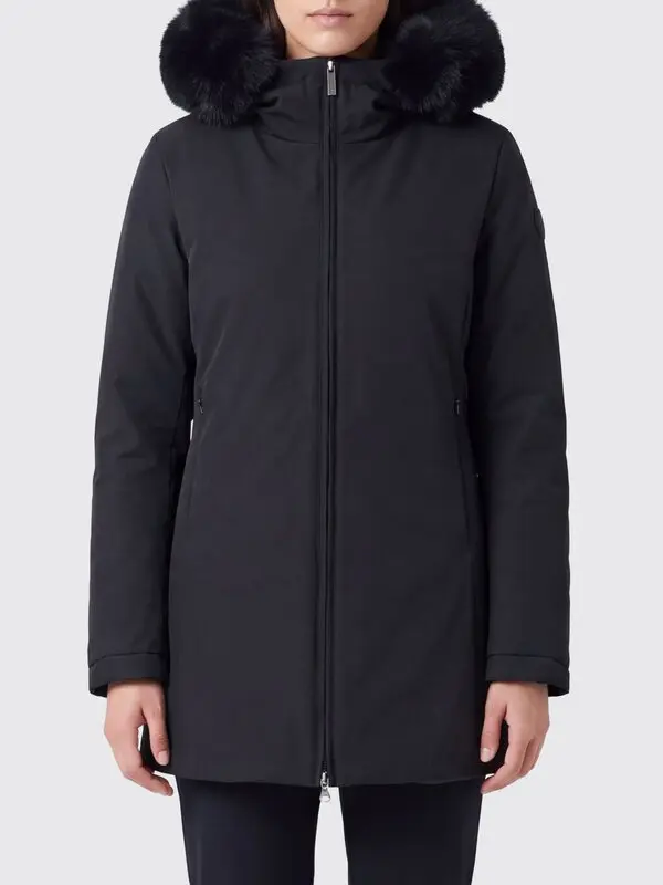 COLMAR Long Technical Fabric Down Jacket With Shearling Hood
