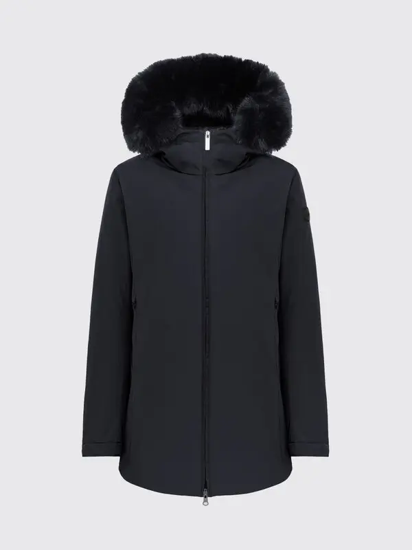 COLMAR Long Technical Fabric Down Jacket With Shearling Hood