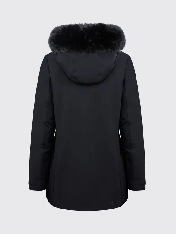 COLMAR Long Technical Fabric Down Jacket With Shearling Hood