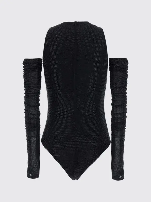 TWENTY FOURHAITCH Off-shoulder High-neck Bodysuit With Rhinestones